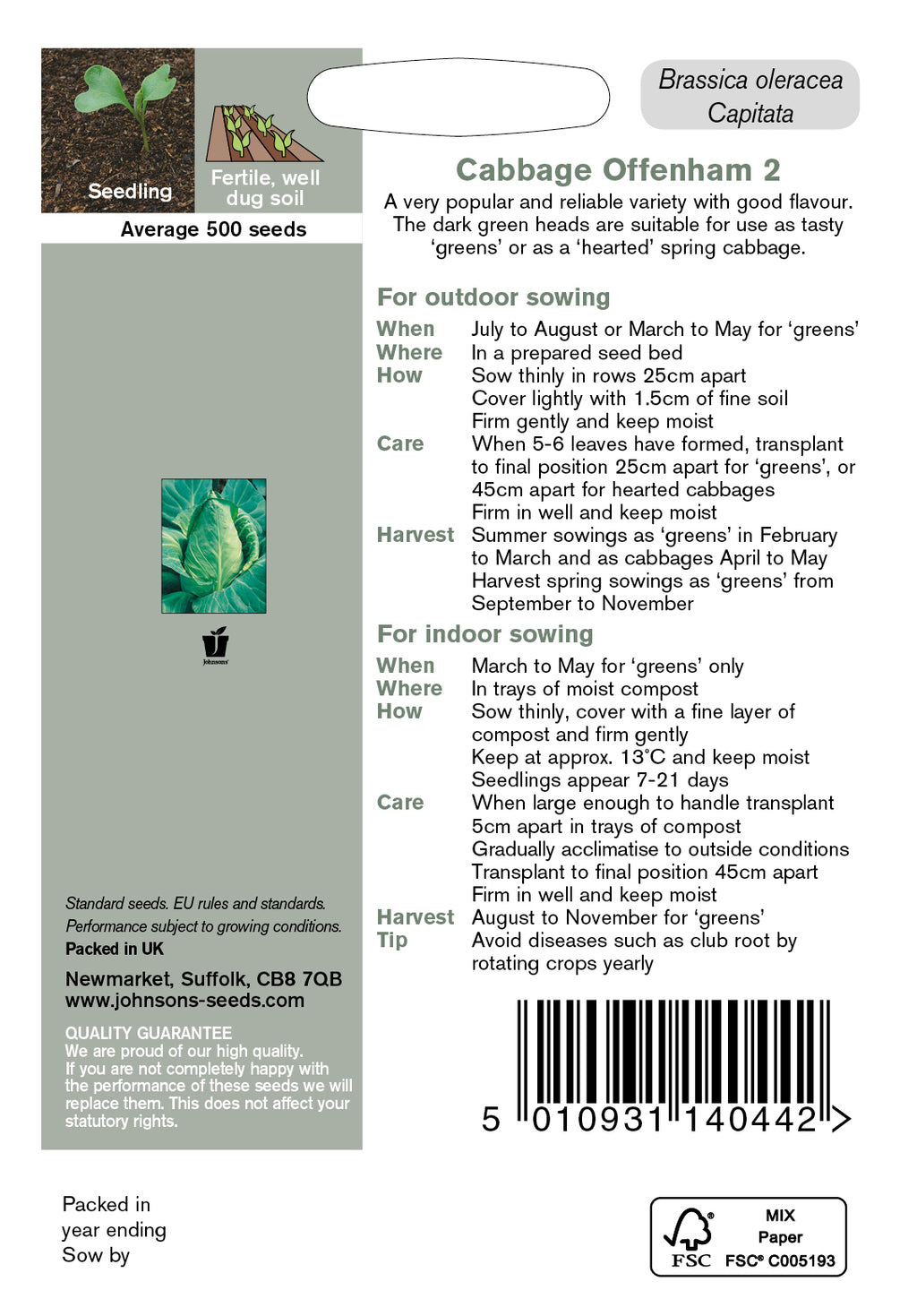 Johnsons Seeds Cabbage Offenham 2 | Thorns DIY