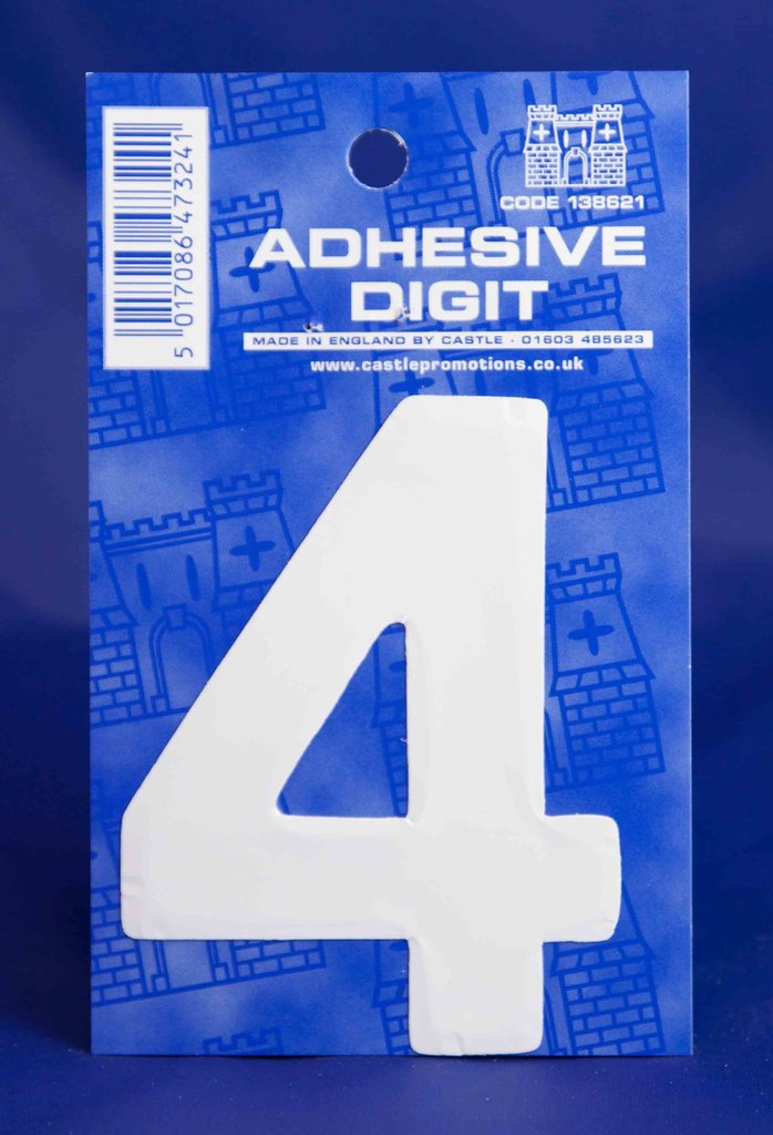 3 Inch Digit Number 4 White Self Adhesive Vinyl | Thorns DIY