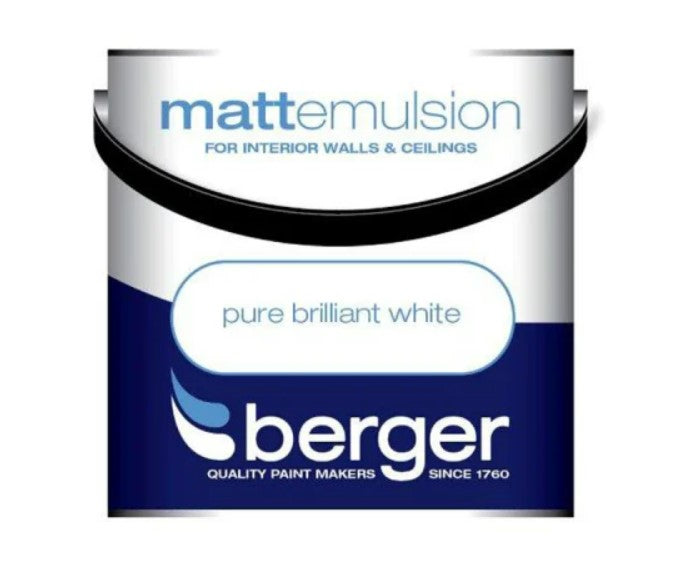 Berger Pure Brilliant White 3 Litres Matt Emulsion Paint | Thorns ...